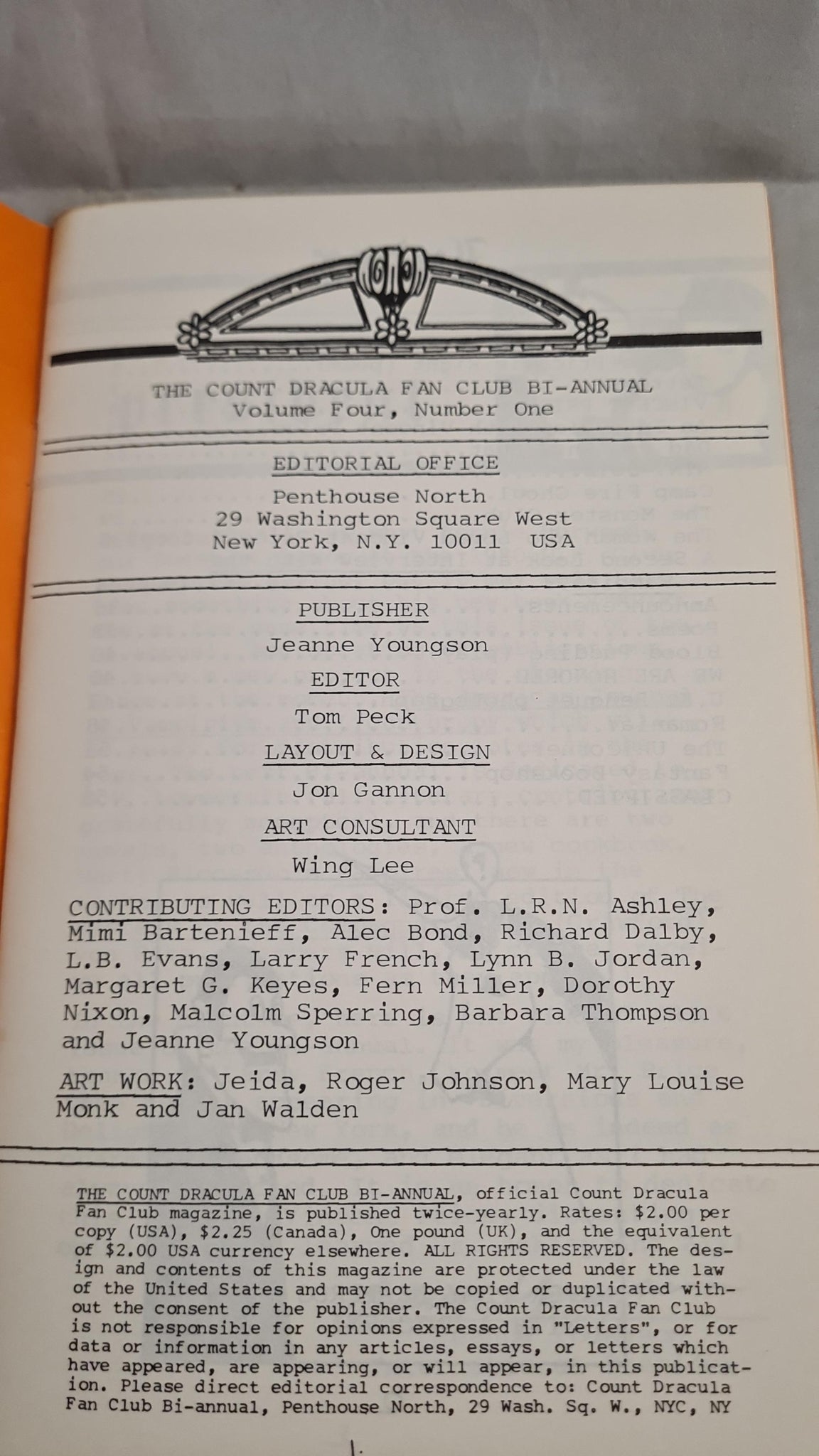 Count Dracula Fan Club, Bi-Annual, Special Vincent Price Issue, Volume ...