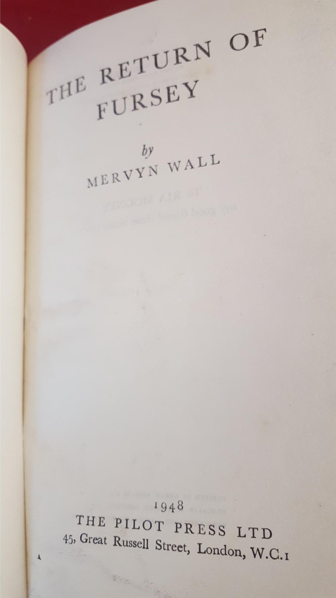 Mervyn Wall - The Return Of Fursey, Pilot Press, 1948, 1st Edition ...