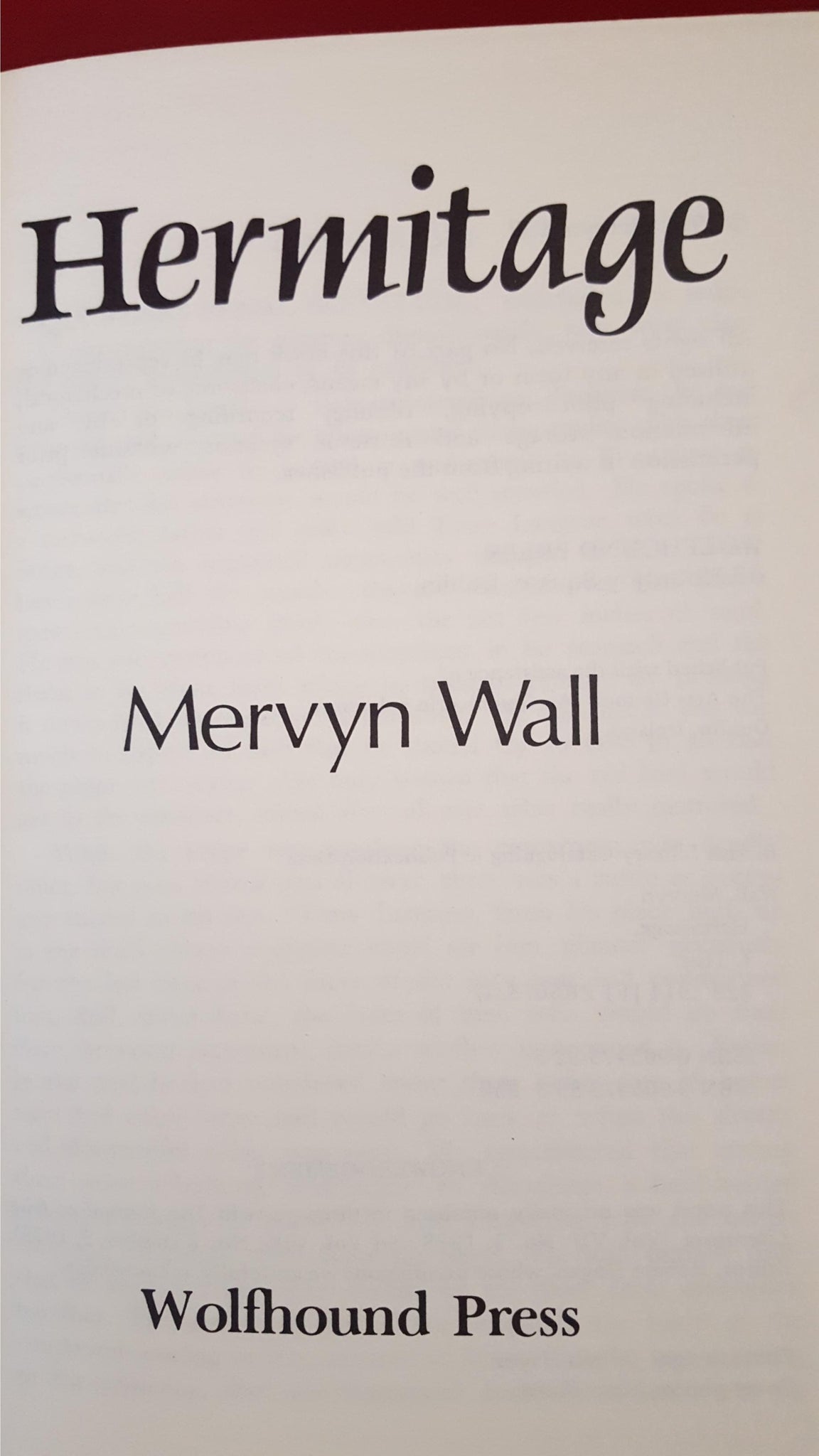 Mervyn Wall - Hermitage, Wolfhound Press, 1982 – Richard Dalby's Library