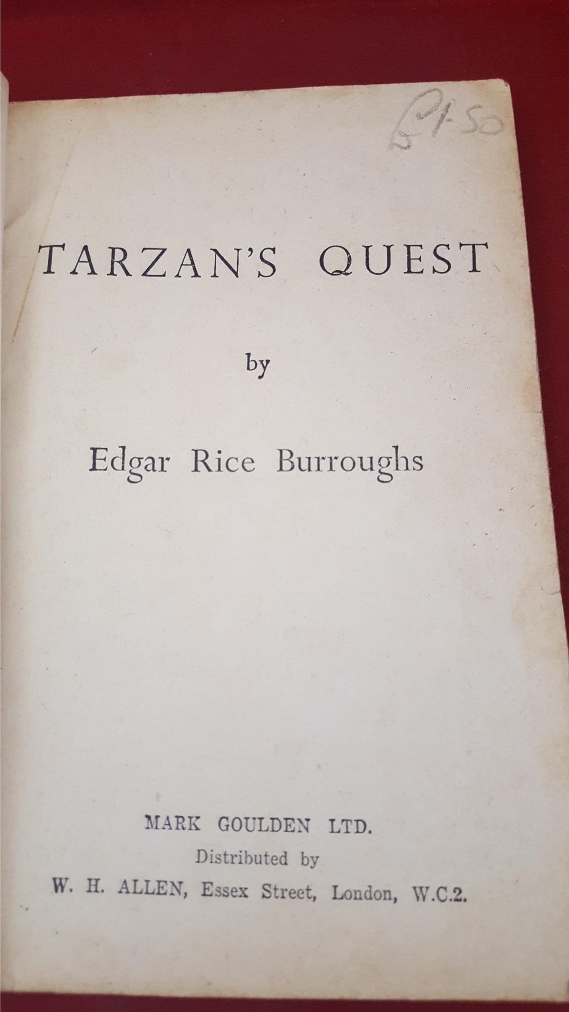 Edgar Rice Burroughs - Tarzan's Quest, Mark Goulden – Richard Dalby's ...