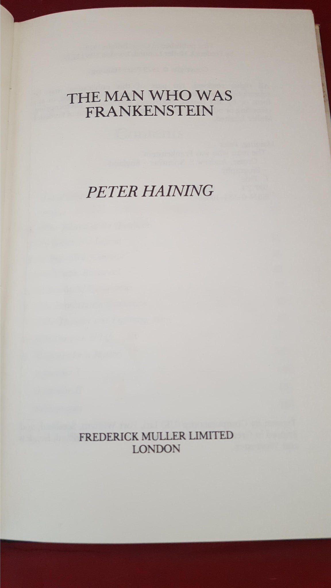 Peter Haining - The Man Who Was Frankenstein, Muller, 1979, First Edit ...