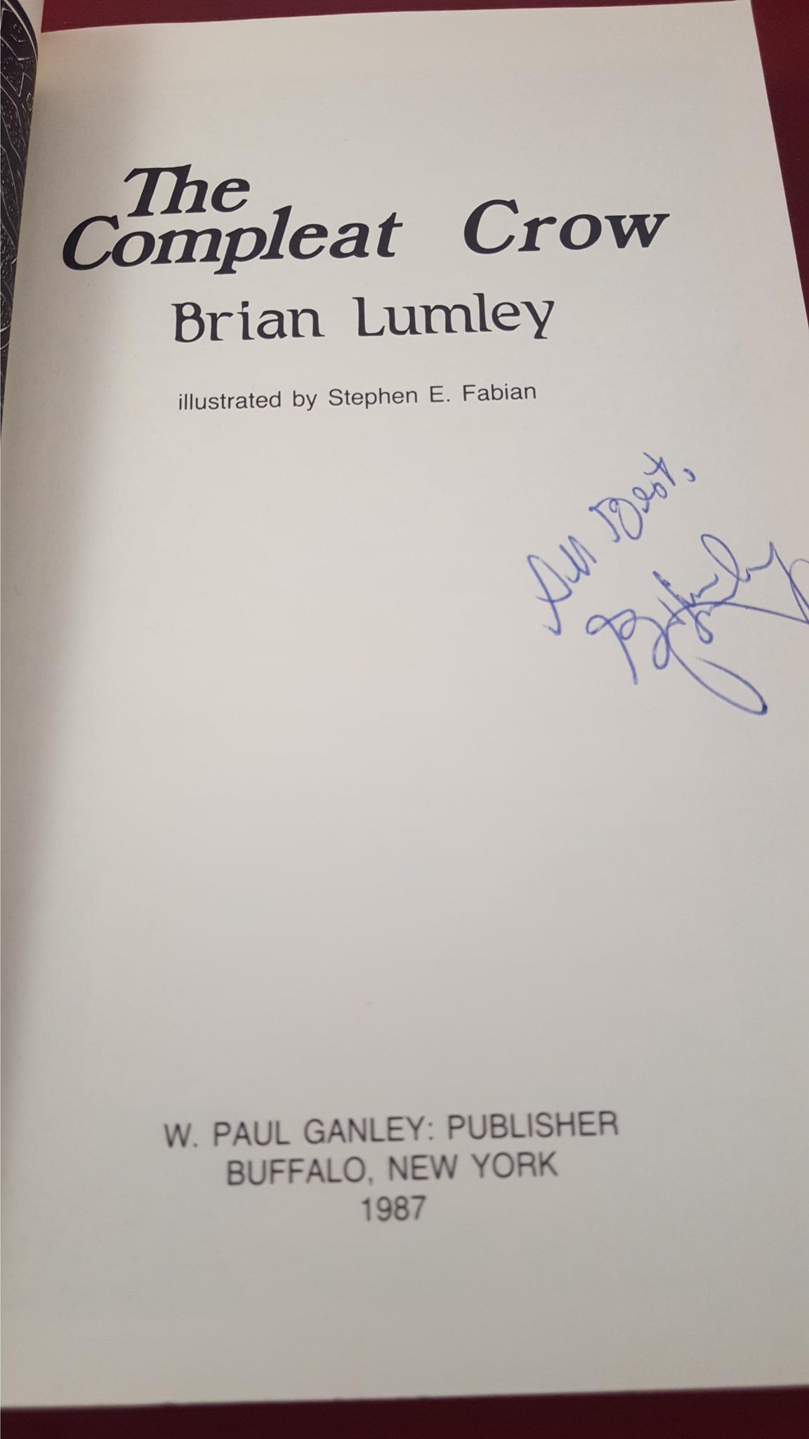 Brian Lumley - The Compleat Crow, W Paul Ganley, 1987, First Edition ...