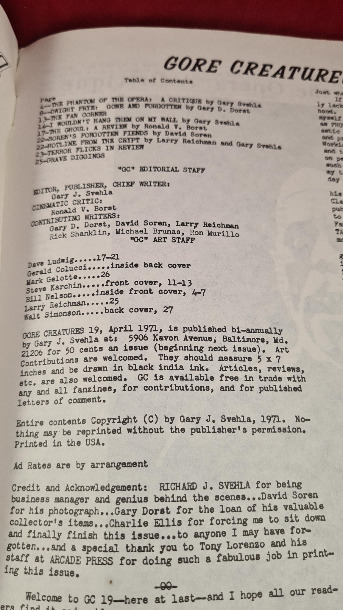 Gore Creatures 19 April 1971 – Richard Dalby's Library