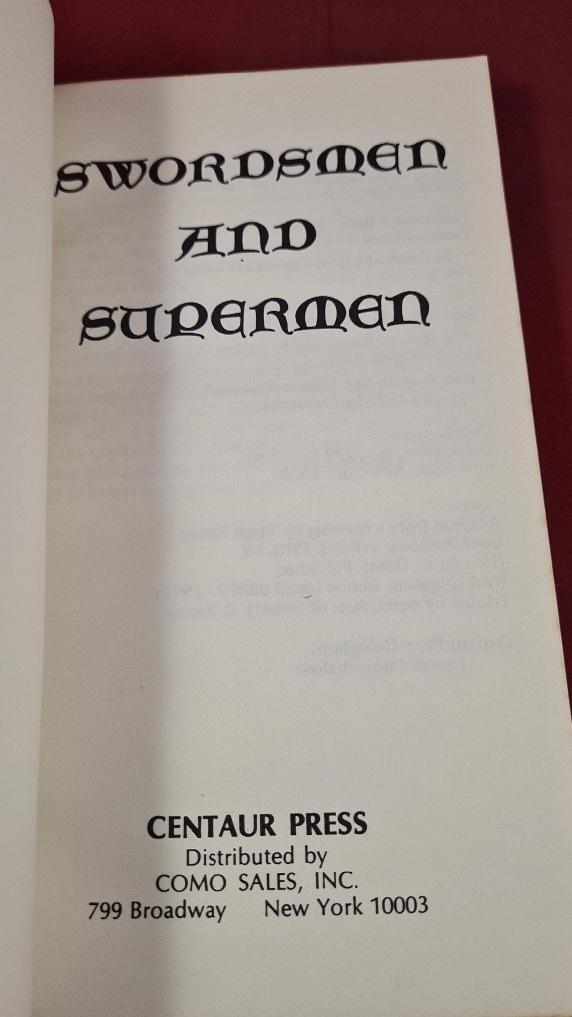 Lin Carter- Swordsmen and Supermen, Centaur Press 1972, Paperbacks Ant ...