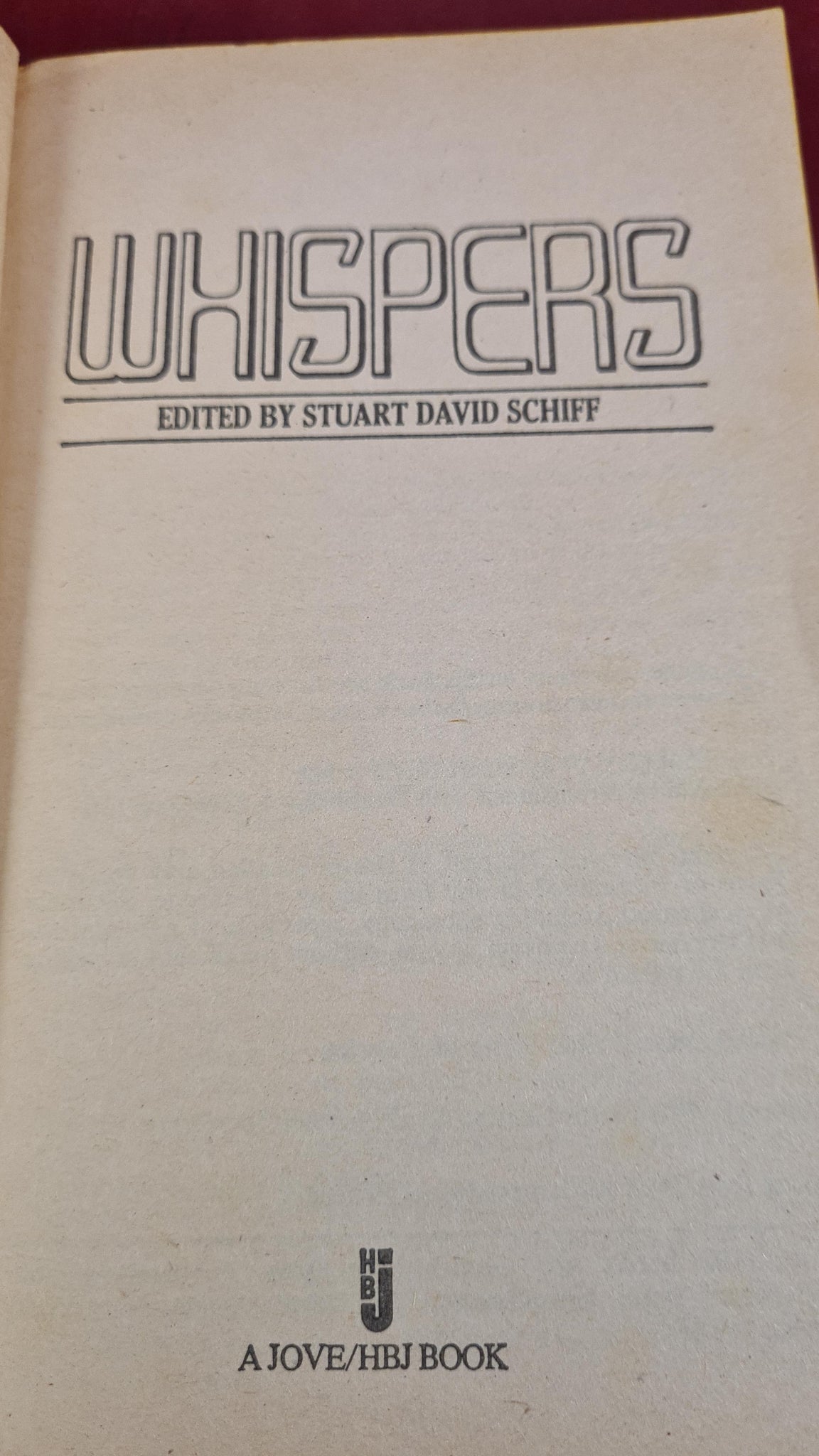 Stuart David Schiff - Whispers, Jove/HBJ Book, 1979, Paperbacks ...