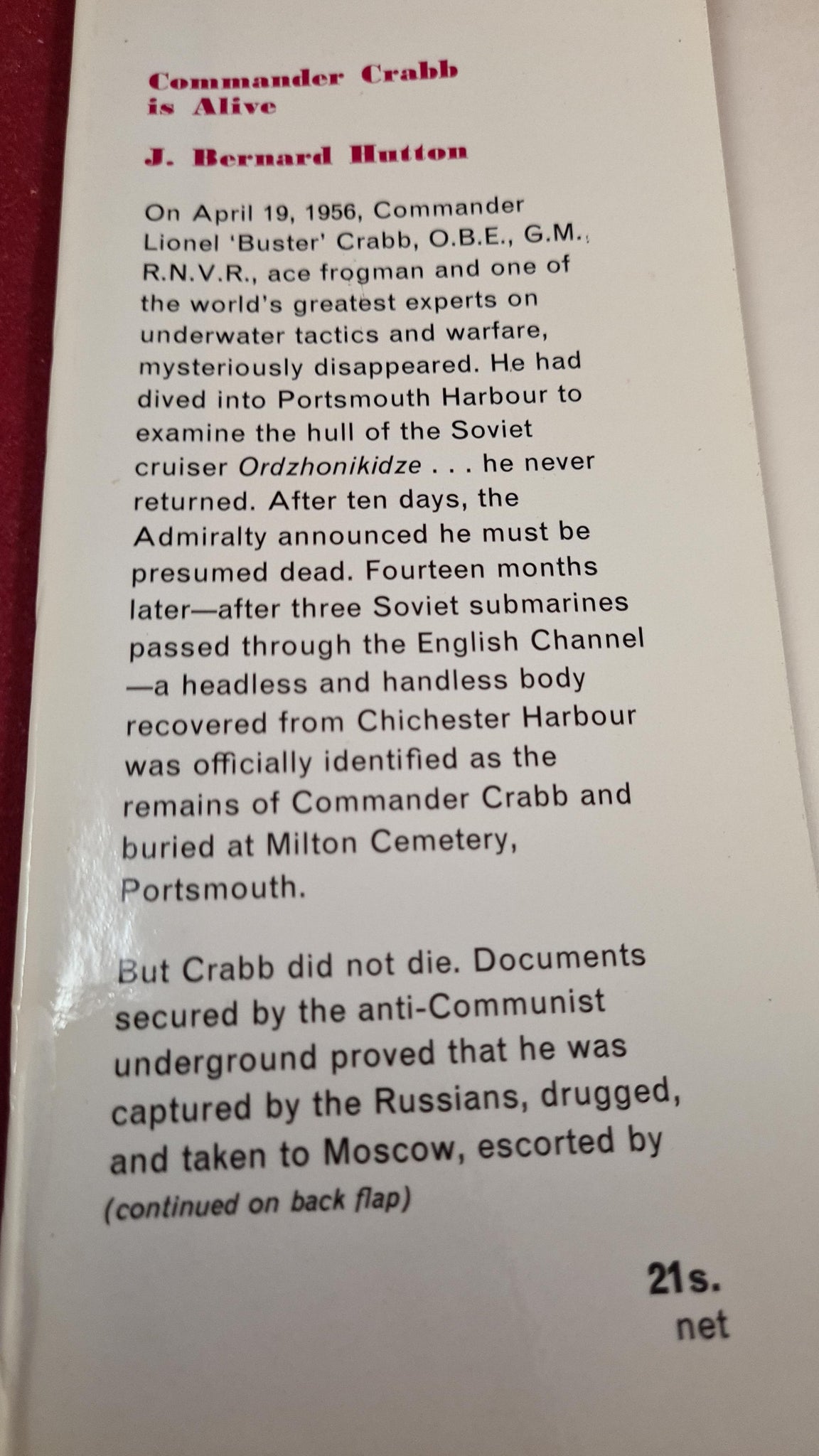 J Bernard Hutton - Commander Crabb is Alive, Library 33, 1968 – Richard ...