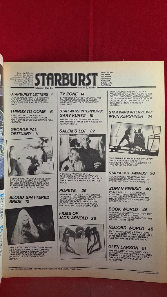 Starburst Number 25, Volume 3 Number 1, 1980, Marvel Comics – Richard ...
