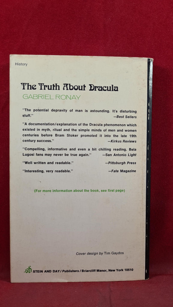 Gabriel Ronay - The Truth About Dracula, First Stein & Day Paperbacks ...