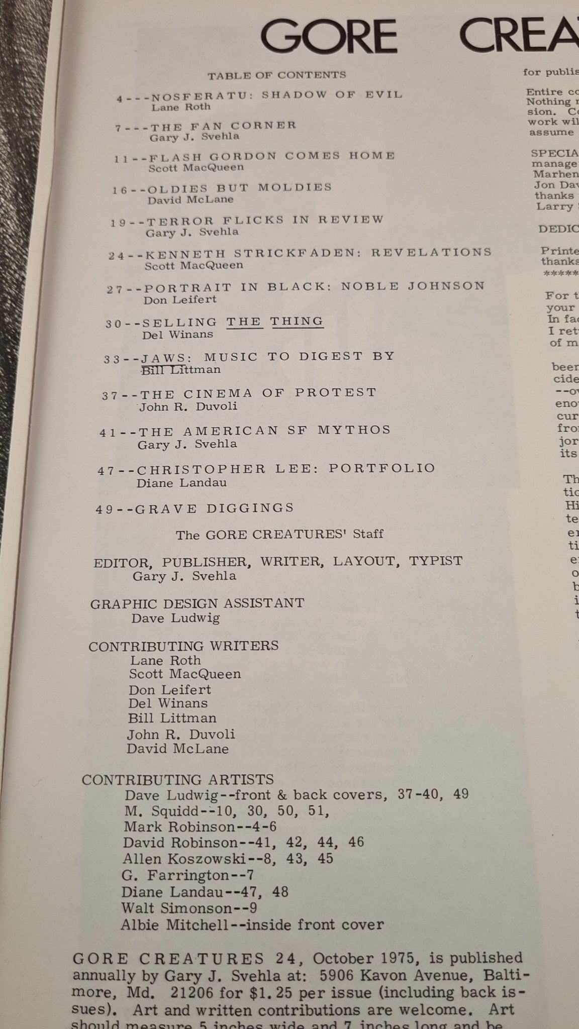 Gore Creatures Number 24 October 1975 – Richard Dalby's Library
