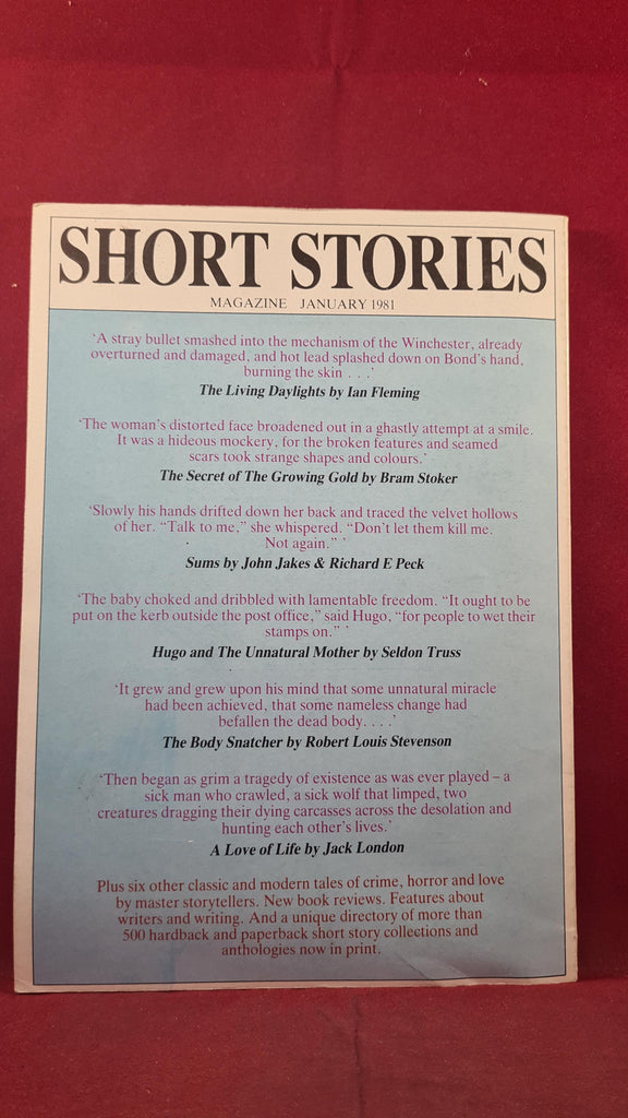Short Stories Magazine Volume 1 Number 2 January 1981, 007 Ian Fleming ...