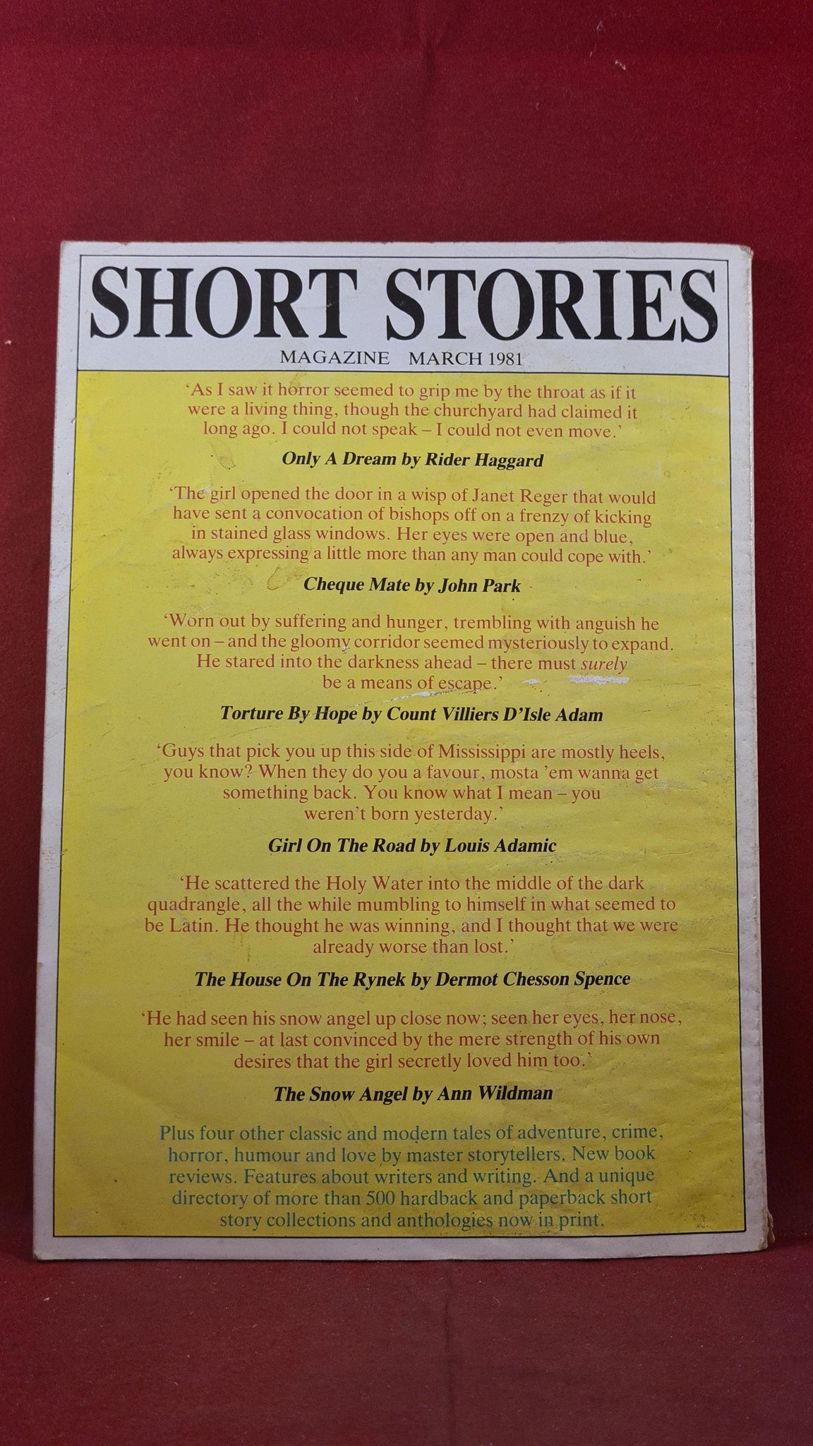 Short Stories Magazine Volume 1 Number 4 March 1981 – Richard Dalby's ...