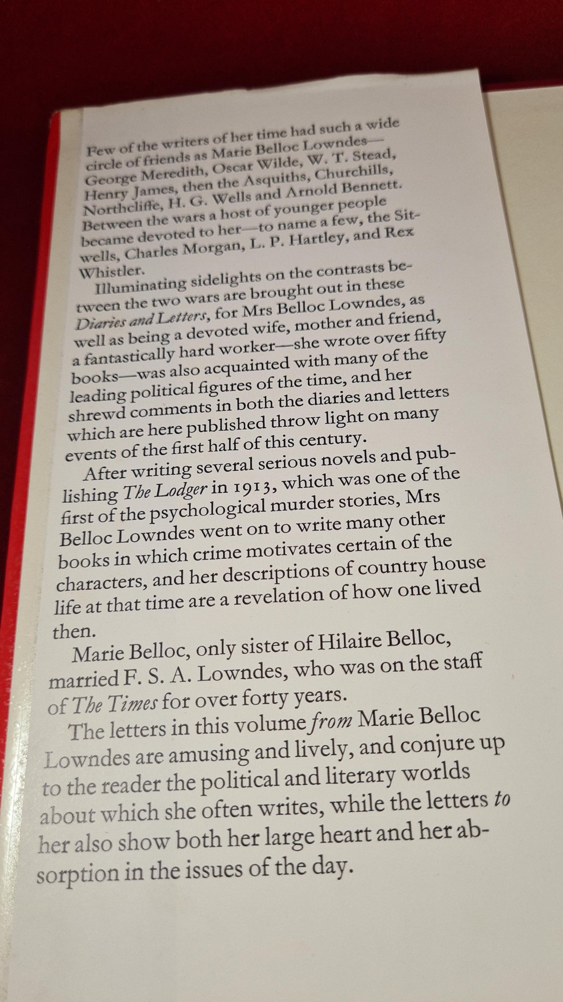 Susan Lowndes - Diaries & Letters of Marie Belloc Lowndes, Chatto & Wi – Richard Dalby's Library