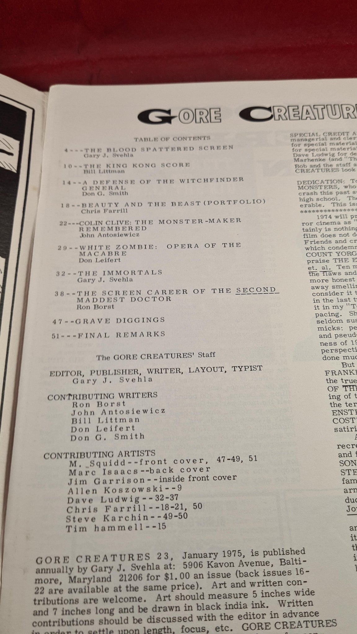 Gore Creatures Number 23 January 1975 – Richard Dalby's Library