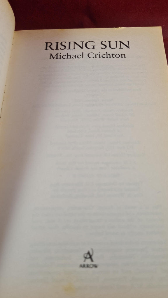 Michael Crichton - Rising Sun, Arrow Books, 1992, Paperbacks – Richard ...