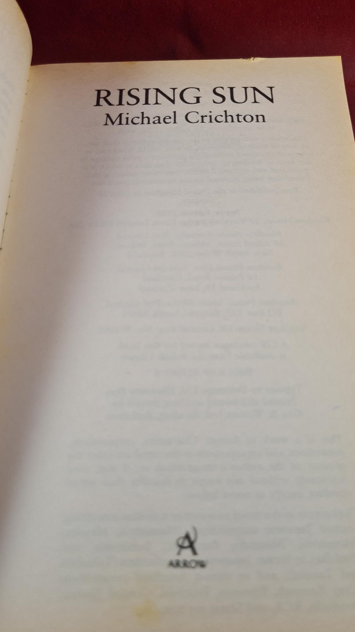 Michael Crichton - Rising Sun, Arrow Books, 1992, Paperbacks – Richard ...