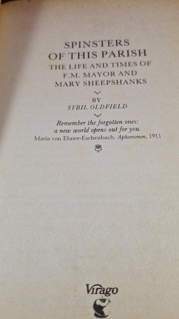 Sybil Oldfield - Spinsters of this Parish, Virago, 1984, Paperbacks ...