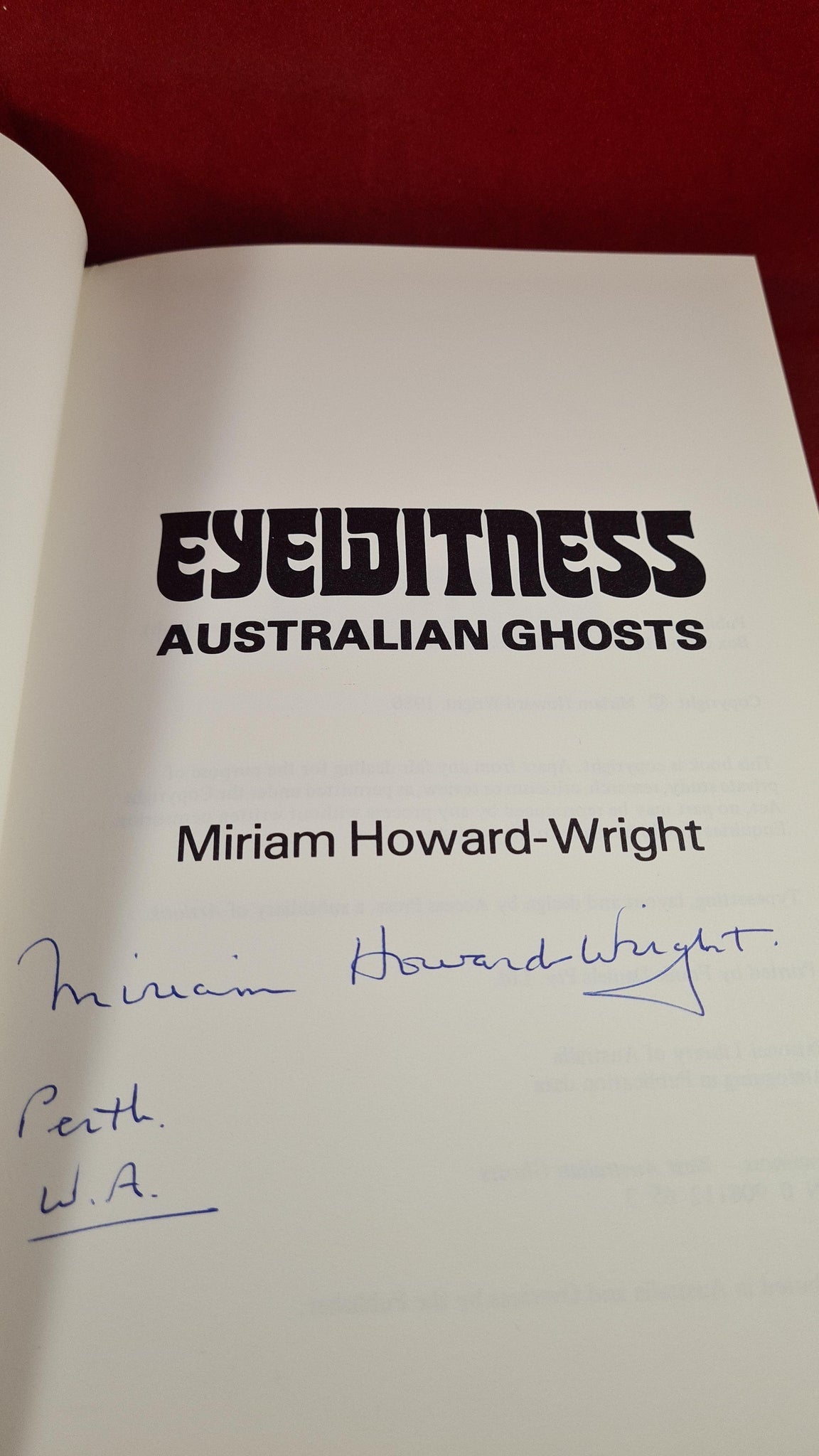Miriam Howard-Wright - Eyewitness Australian Ghosts, Artlook, 1980, In ...