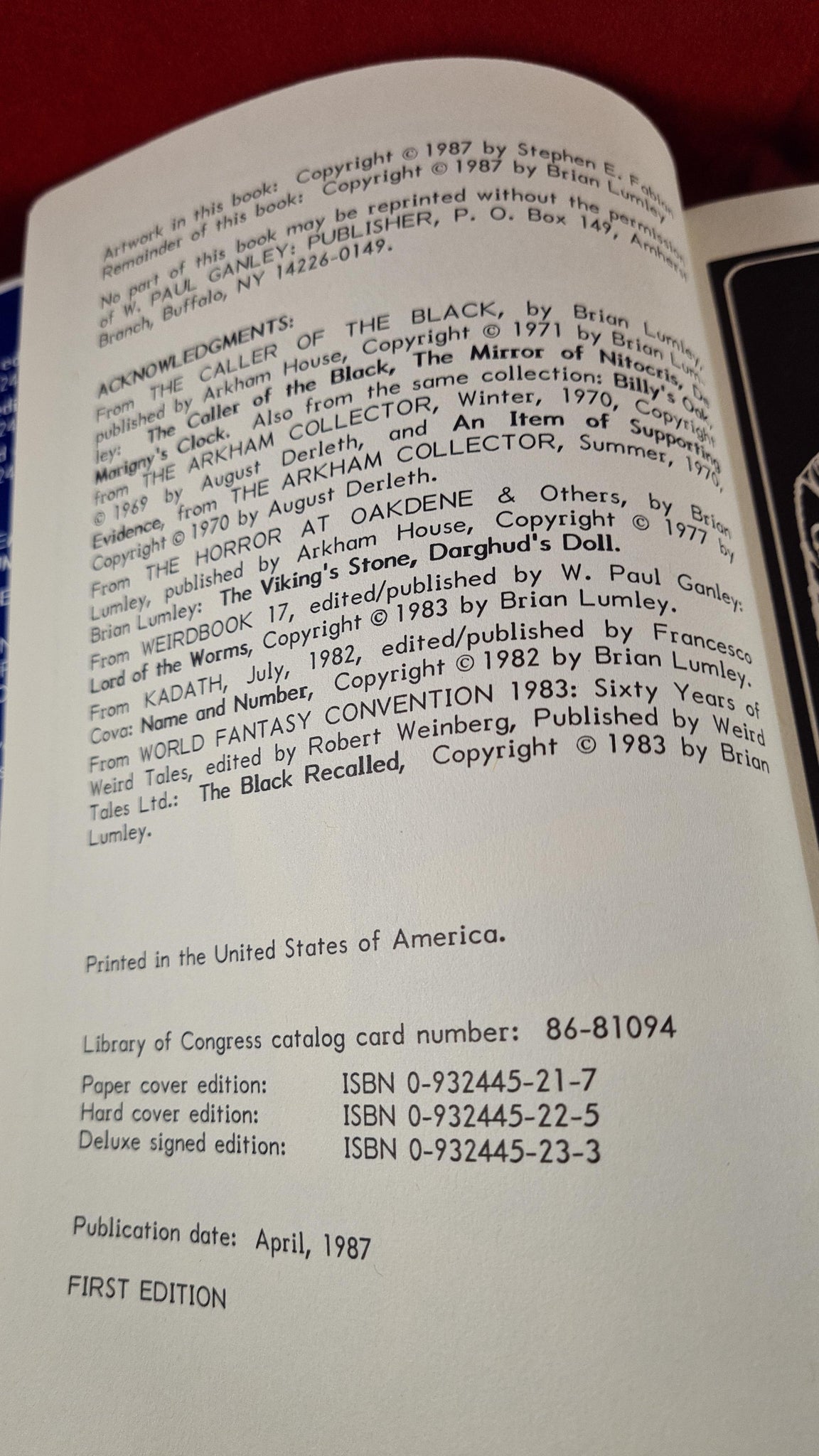 Brian Lumley - The Compleat Crow, W. Paul Ganley, 1987, First Edition ...