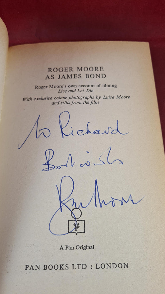 Roger Moore as James Bond 007, Pan Books, 1973, Signed, Inscribed, Pap ...