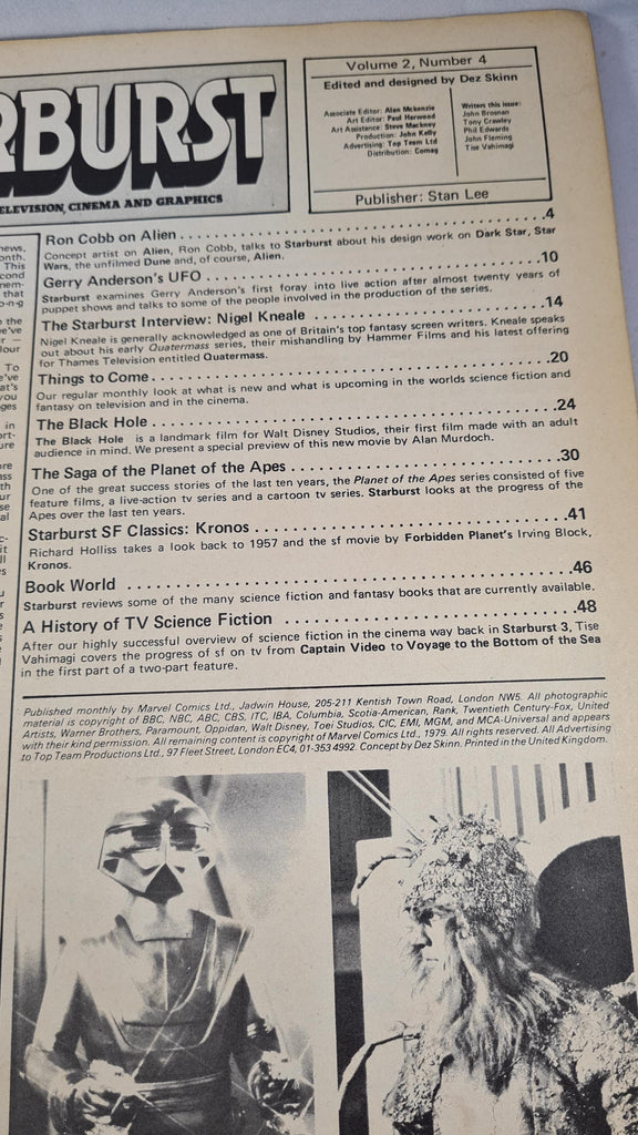 Starburst Number 16 Volume 2 Number 4 c1979, Marvel Comics – Richard ...