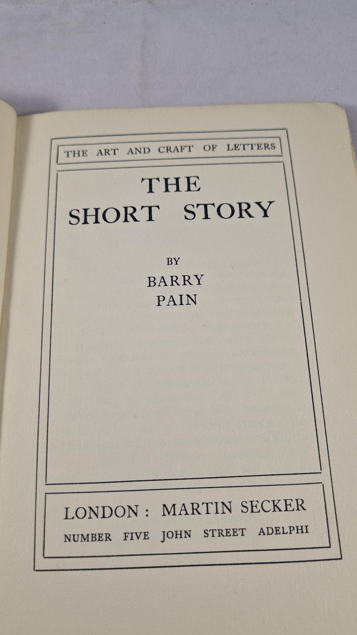 Barry Pain - The Short Story, Martin Secker, no date – Richard Dalby's ...