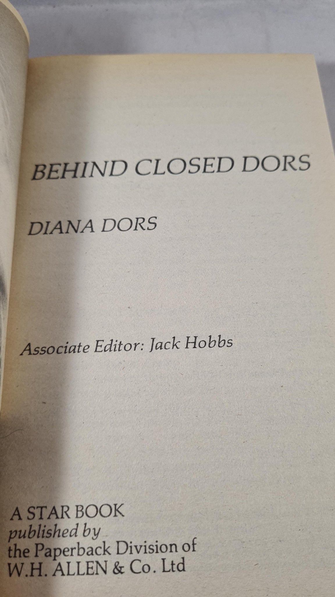 Diana Dors - Behind Closed Dors, Star Book, 1979, Paperbacks – Richard ...