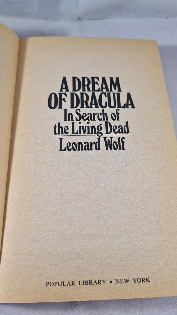Leonard Wolf - A Dream of Dracula, Popular Library, 1972, Paperbacks ...