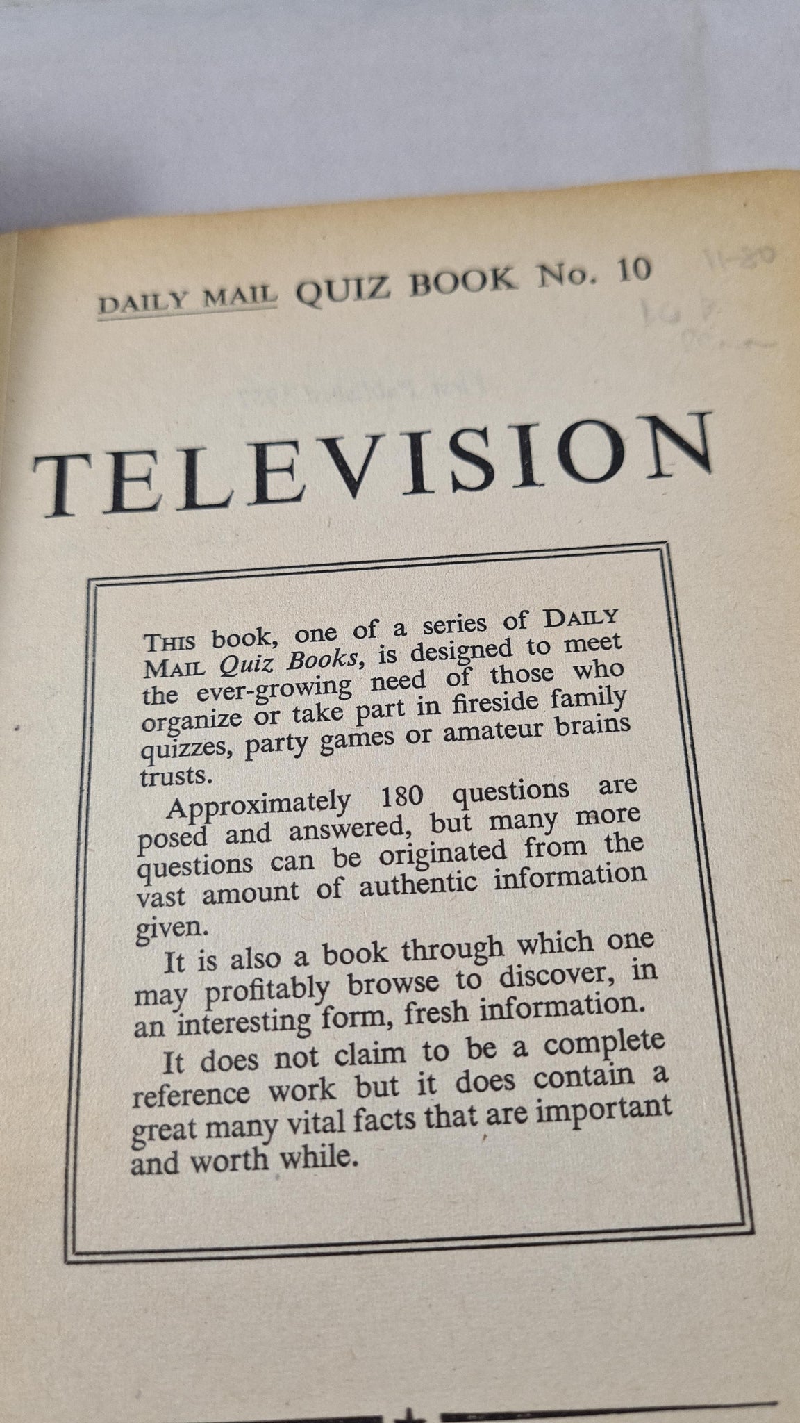 Daily Mail Quiz Book Number 10 - Television, 1957, Paperbacks – Richard ...