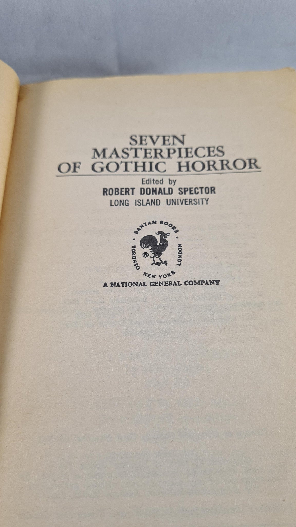 Robert Donald Spector - Seven Masterpieces of Gothic Horror, Bantam, 1 ...