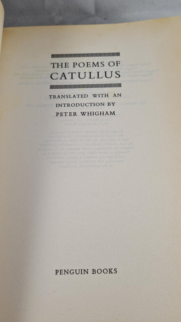 Peter Whigham - The Poems of Catullus, Penguin, 1966, Paperbacks ...