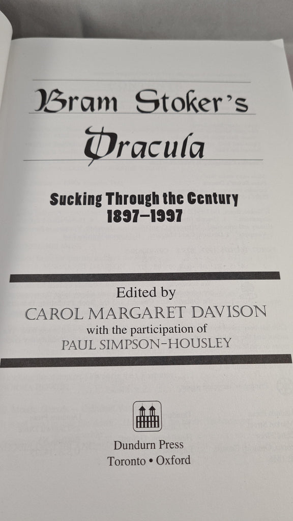 Carol Margaret Davison - Bram Stoker's Dracula, Dundurn Press, 1997, P ...