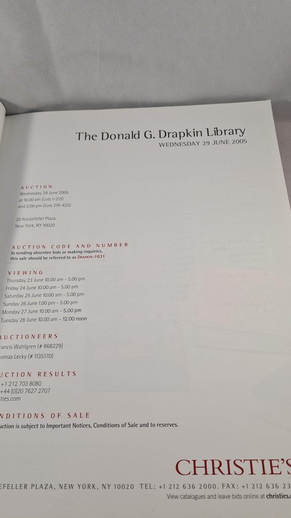 Christie's The Donald G Drapkin Library 29 June 2005 – Richard Dalby's ...
