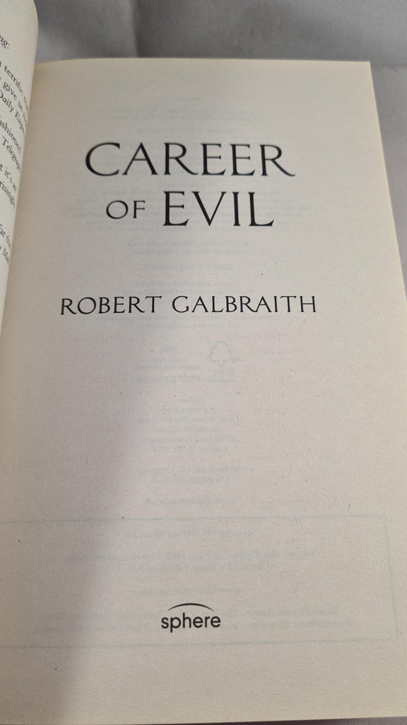 Robert Galbraith - Career of Evil, Sphere, 2016, Paperbacks – Richard ...