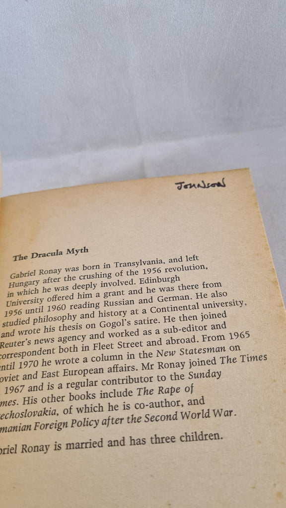 Gabriel Ronay - The Dracula Myth, Pan Books, 1975, Paperbacks – Richard ...