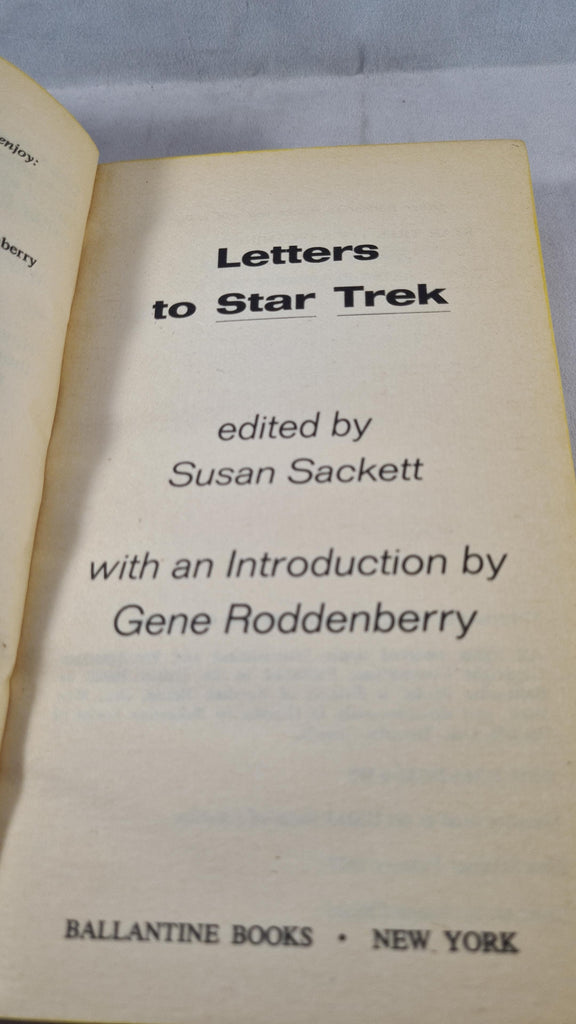 Susan Sackett - Letters to Star Trek, Ballantine Books, 1977, First Ed ...