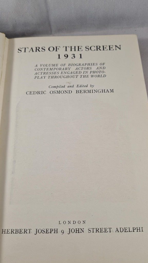 Cedric Bermingham - Stars of The Screen 1931, Herbert Joseph – Richard ...