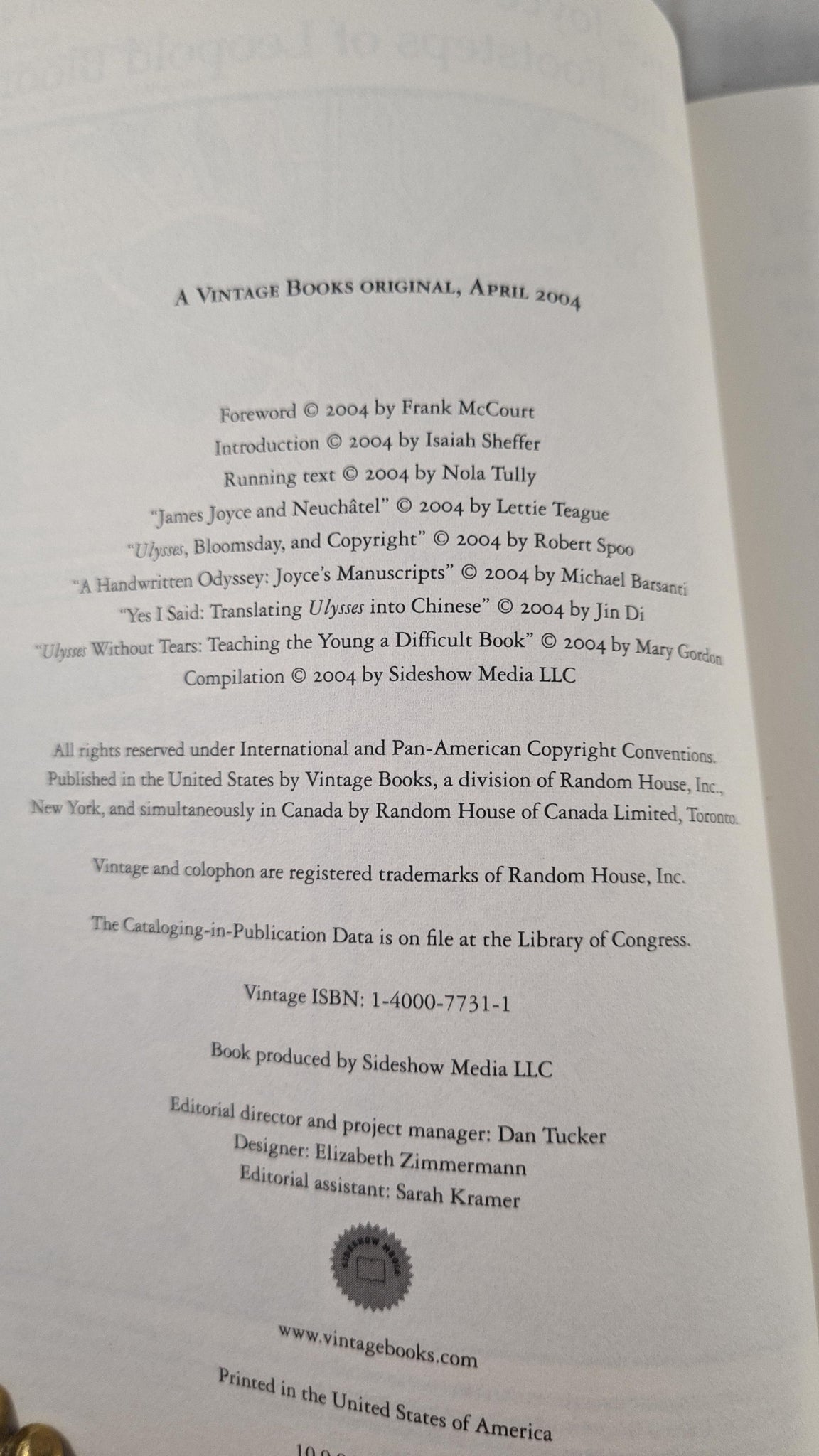 Nola Tully - Celebration of James Joyce, Ulysses, Vintage, 2004 Origin ...