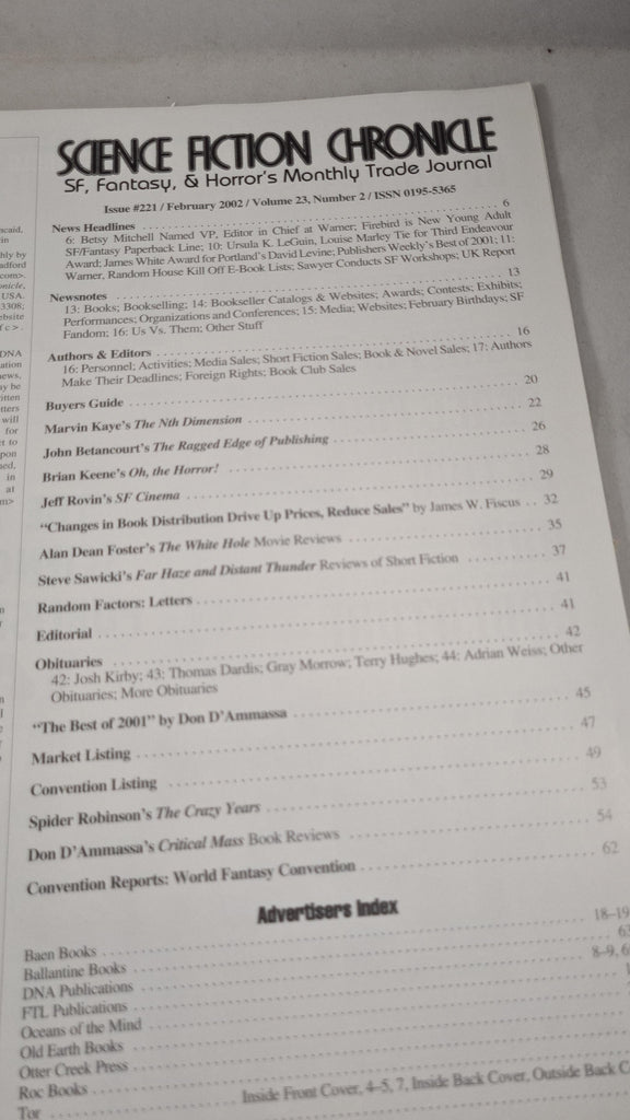 Science Fiction Chronicle February 2002 Issue 221 – Richard Dalby's Library