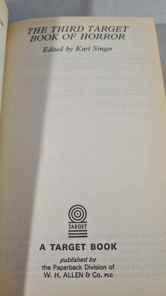 Kurt Singer - The Third Target Book of Horror, 1985, Paperbacks ...