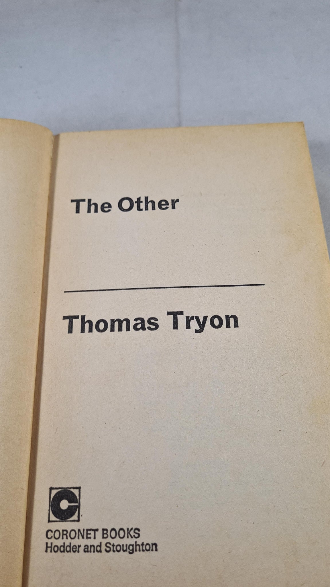 Thomas Tryon - The Other, Coronet Books, 1978, Paperbacks – Richard ...