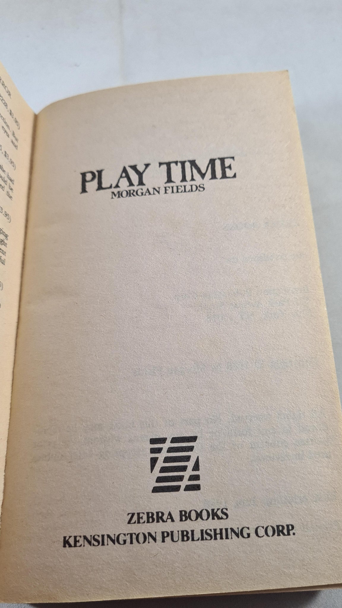 Morgan Fields - Play Time, Zebra Books, 1988, Paperbacks – Richard ...