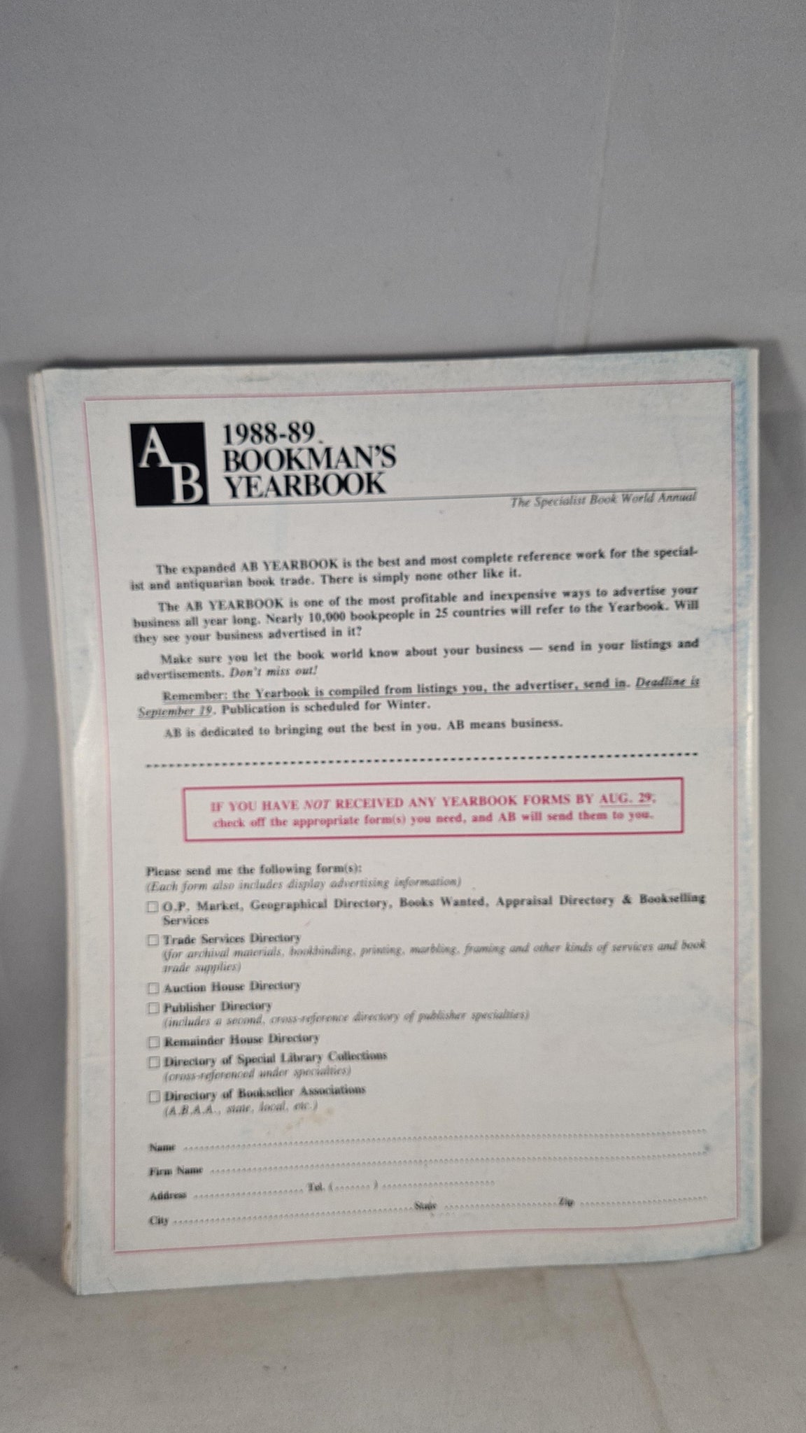 AB Bookman's Weekly Volume 82 Number 9 August 29 1988 – Richard Dalby's ...