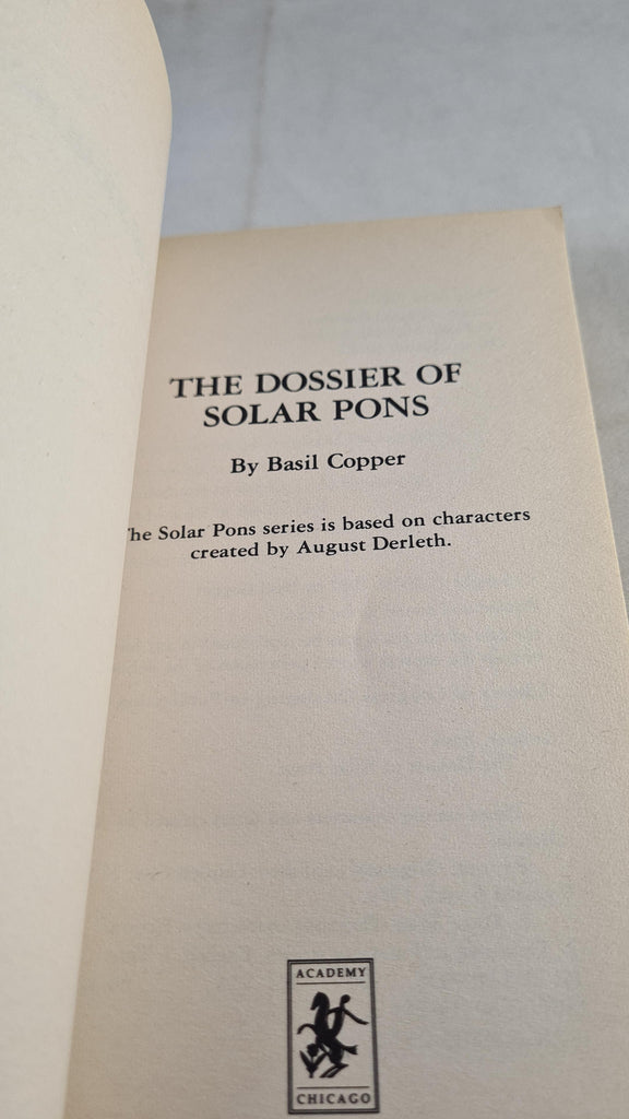 Basil Copper - The Dossier of Solar Pons, Academy Chicago, 1987, Paper ...