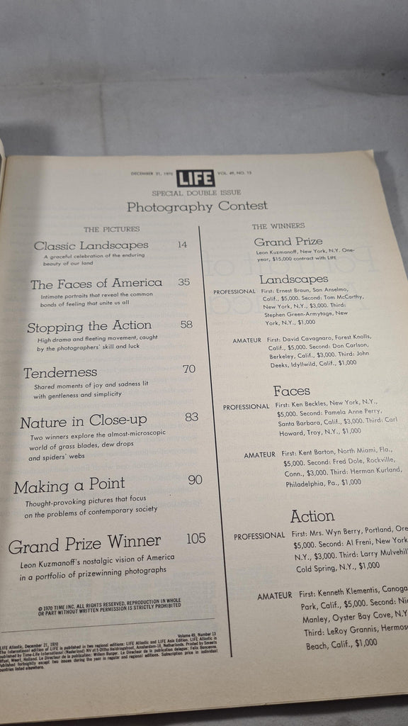 Life Magazine Volume 49 Number 13 December 21 1970, Special Double Iss ...