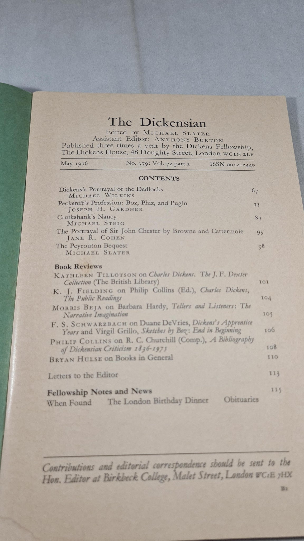 The Dickensian Volume 72 Part 2 Number 379 May 1976 Richard Dalbys Library