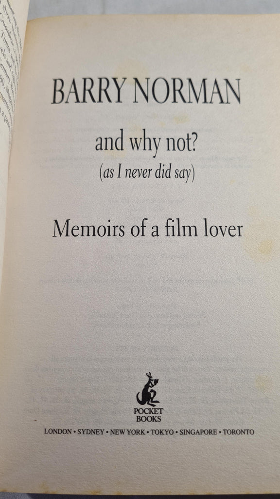 Barry Norman - And why not? Pocket Books, 2003, Paperbacks – Richard ...