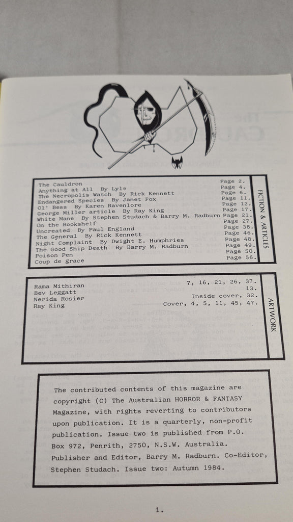 The Australian Horror & Fantasy Magazine, Issue 2 Autumn 1984 – Richard ...