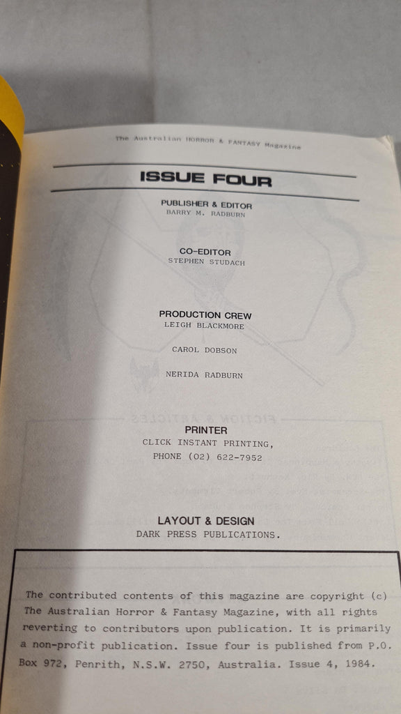 The Australian Horror & Fantasy Magazine, Issue 4 1984 – Richard Dalby ...