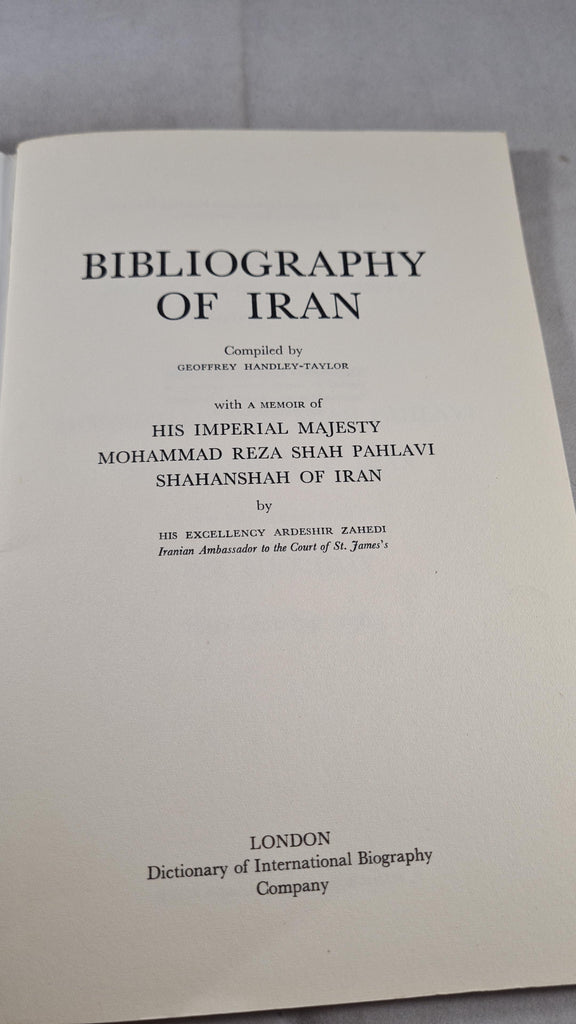 Geoffrey Handley-Taylor - Bibliography of Iran, First Edition 26th Oct ...