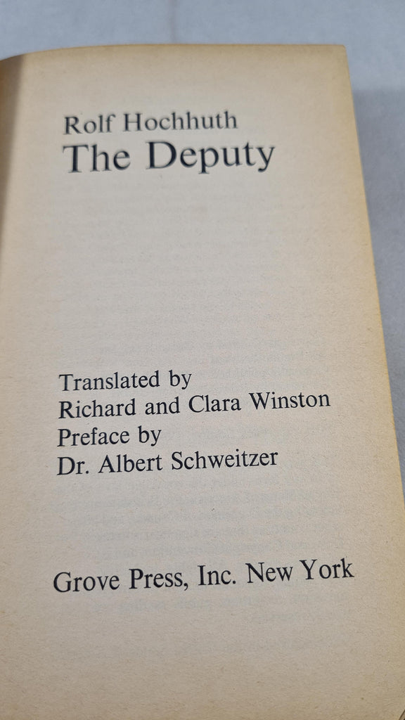 Rolf Hochhuth - The Deputy, Grove Press, 1964, Paperbacks – Richard ...